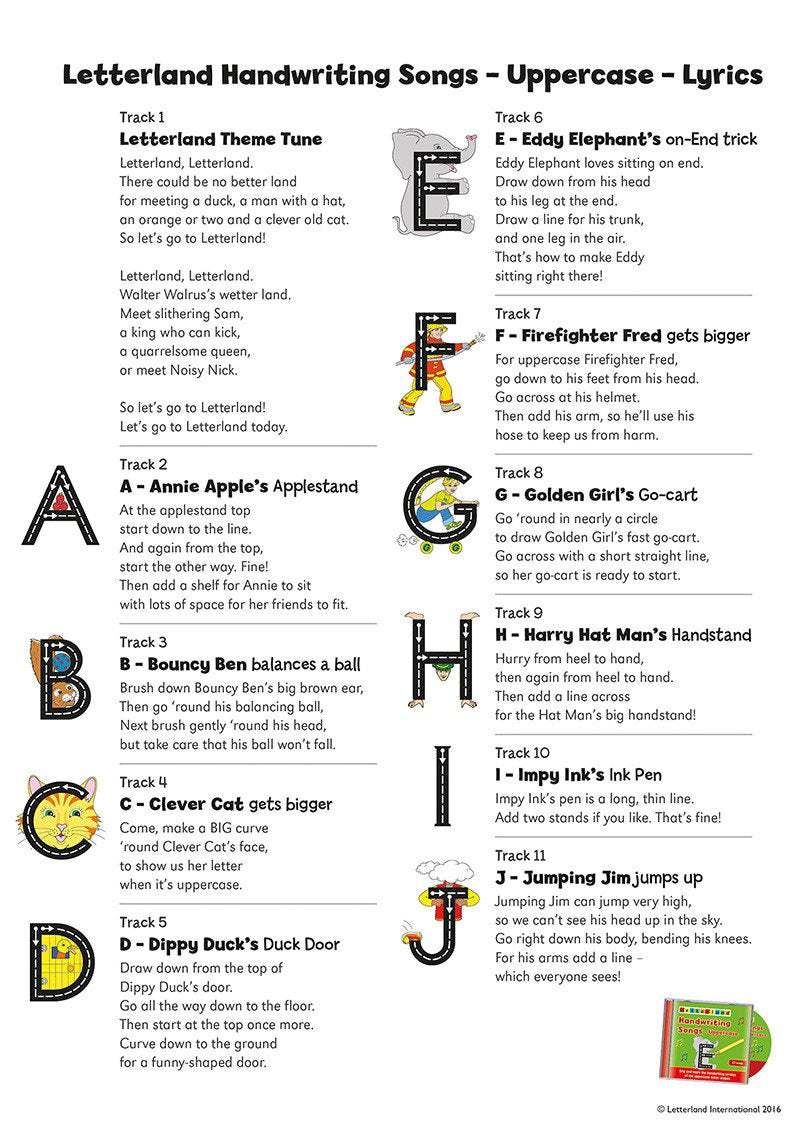 Handwriting Songs - Uppercase (CD) – Letterland Australia (Edsource)